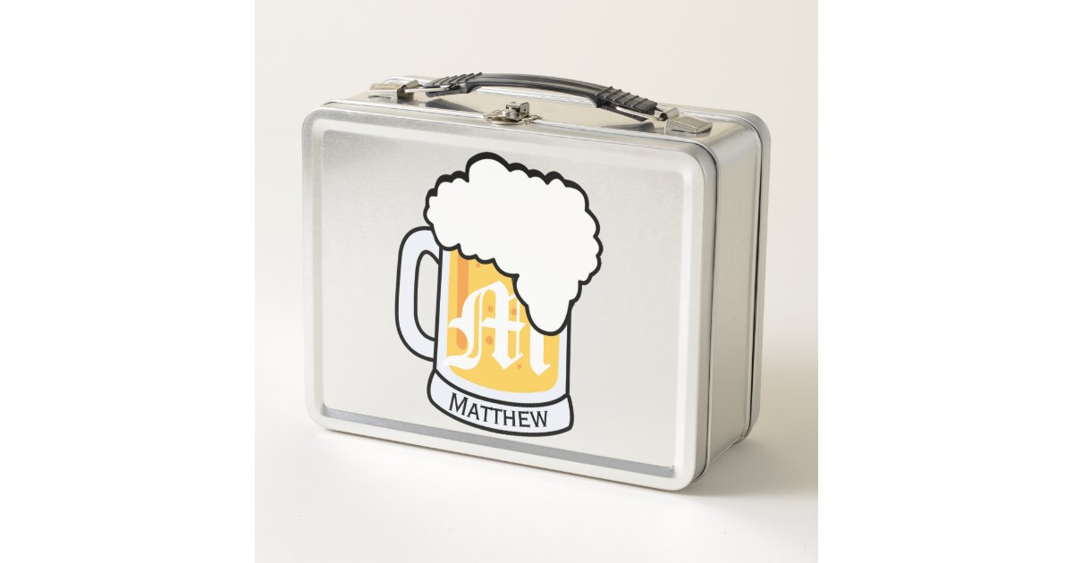 Monogram Frosted Beer Mug and Name Metal Lunch Box | Zazzle