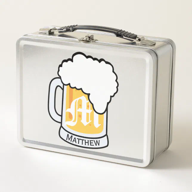 Monogram Frosted Beer Mug and Name Metal Lunch Box | Zazzle