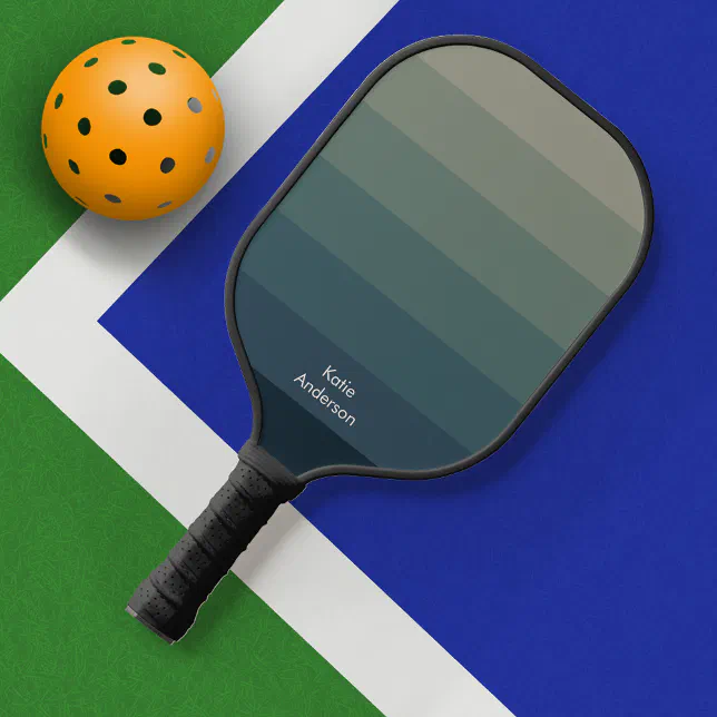 Monogram Full Name Colorful Green Blue Gradient Pickleball Paddle | Zazzle