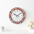 Monogram Geometric Hexagon Pattern Wall Clock | Zazzle
