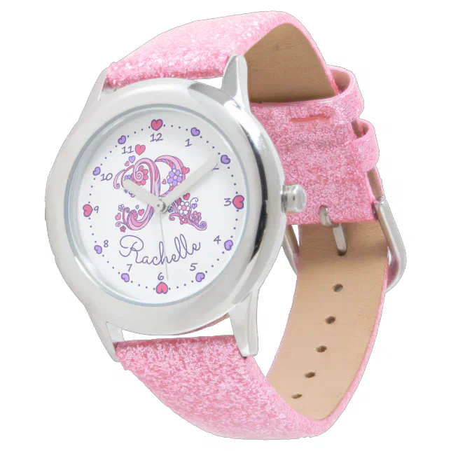 Monogram girls letter R art Rachelle name watch | Zazzle