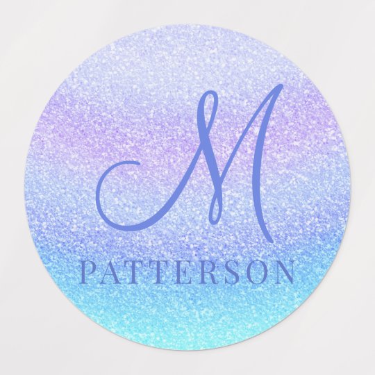 Monogram Girly Glitter Chic Sparkle Modern Name Labels | Zazzle.com