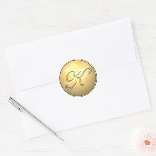 monogram_gold classic round sticker | Zazzle