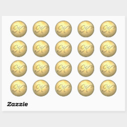 monogram_gold classic round sticker | Zazzle