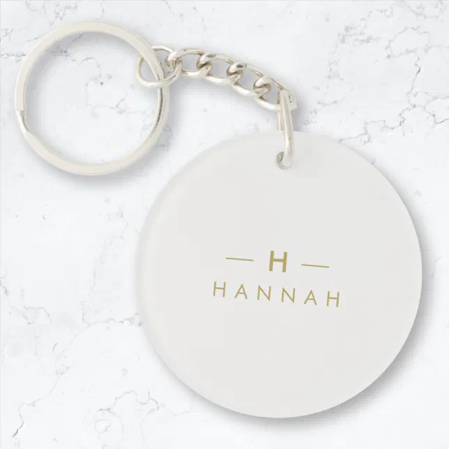 Monogram Gold Gray | Minimalist Elegant Modern Keychain | Zazzle