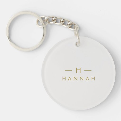 Monogram Gold Gray | Minimalist Elegant Modern Keychain | Zazzle