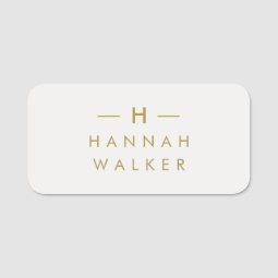 Monogram Gold Gray | Minimalist Elegant Modern Name Tag | Zazzle