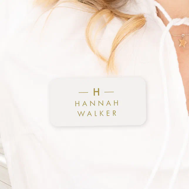 Monogram Gold Gray | Minimalist Elegant Modern Name Tag | Zazzle
