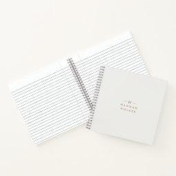 Monogram Gold Gray | Minimalist Elegant Modern Notebook | Zazzle