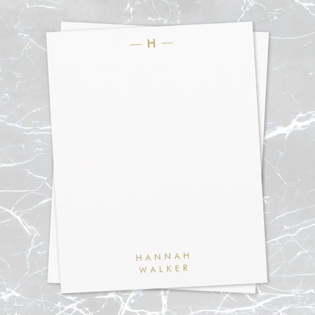 Monogram Gold | Modern Minimalist Elegant Chic Note Card | Zazzle