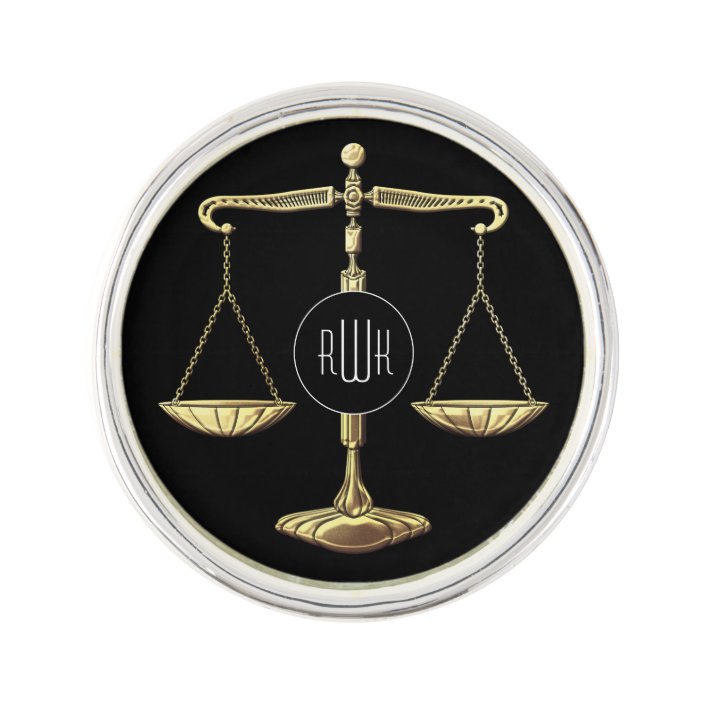 Monogram | Golden Scales of Justice Lapel Pin | Zazzle.com