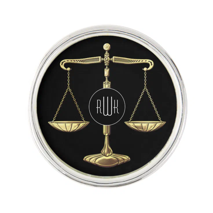 Monogram | Golden Scales of Justice Lapel Pin | Zazzle