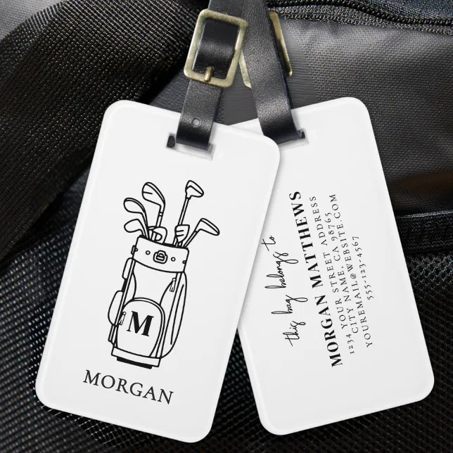 Monogram Golf Bag Luggage Tag | Zazzle