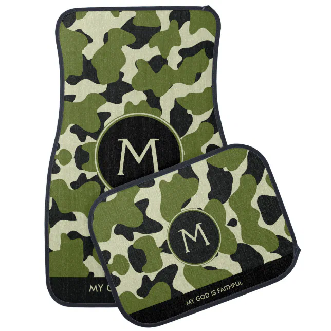 Monogram Green Camo Cow Spots Car Floor Mat | Zazzle