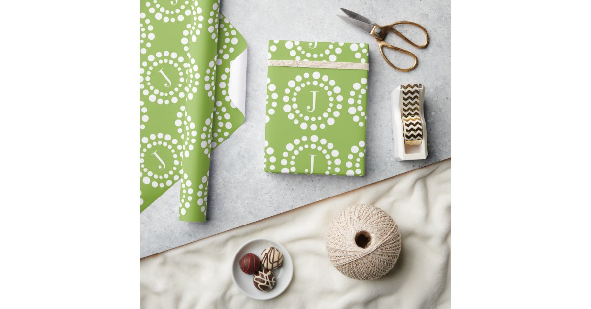 Monogram Green Wrapping Paper | Zazzle