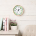 Monogram Greenery Foliage Watercolor Botanical Clock | Zazzle