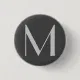 Monogram Grey Modern Add Your Name Initial Button | Zazzle