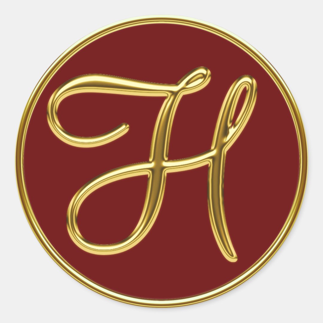 Monogram H in 3D gold Classic Round Sticker | Zazzle