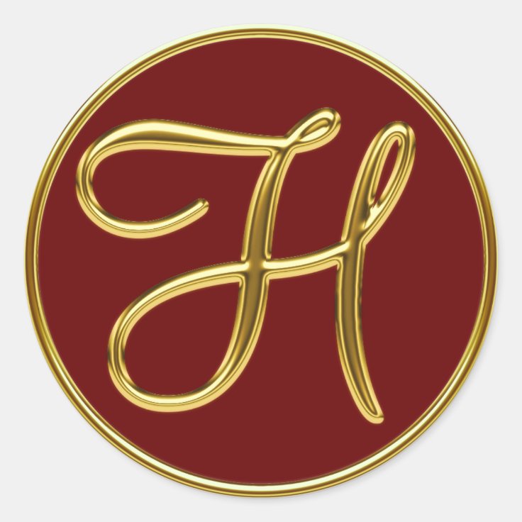Monogram H in 3D gold Classic Round Sticker | Zazzle