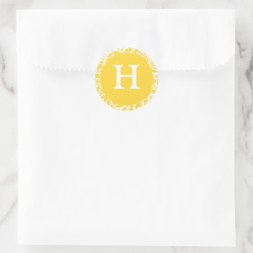 Monogram H Yellow Custom Wedding Monograms Invite Classic Round Sticker ...