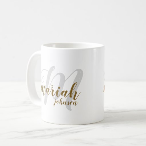 monogram handwritten font-style on white coffee mug | Zazzle