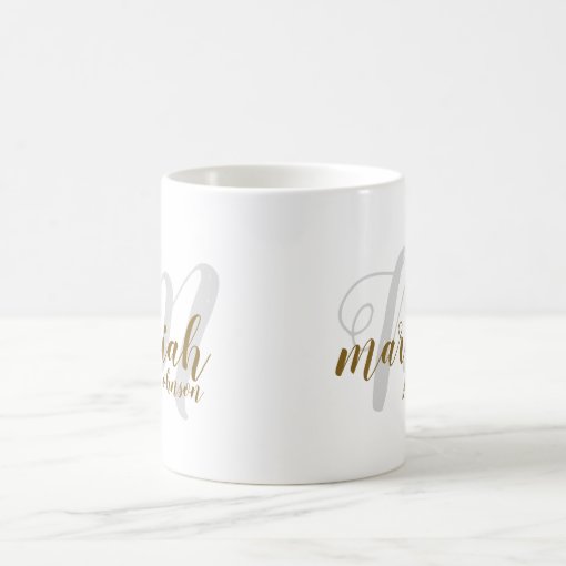 monogram handwritten font-style on white coffee mug | Zazzle