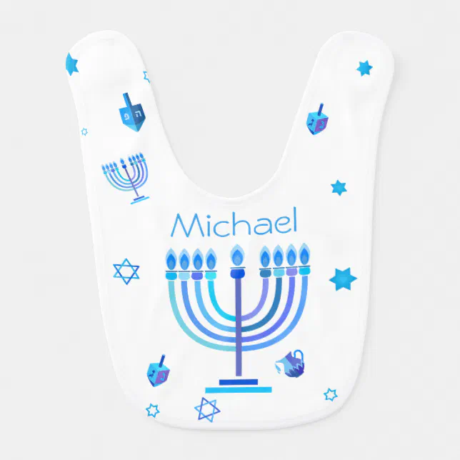 Monogram Hanukkah Jewish Holiday Menorah Baby Bib | Zazzle