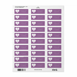 Monogram Heart Purple Return Address Label | Zazzle