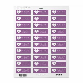 Monogram Heart Purple Return Address Label | Zazzle