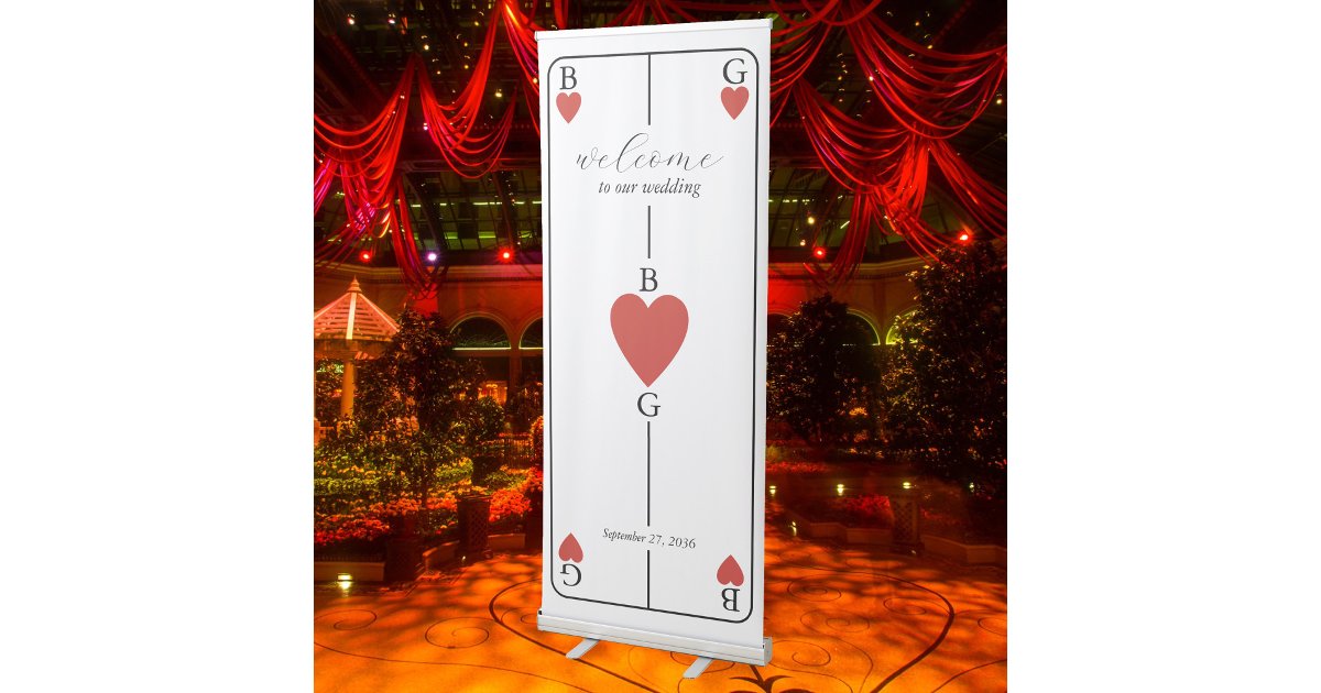 Monogram Hearts Playing Card Wedding Welcome Sign | Zazzle
