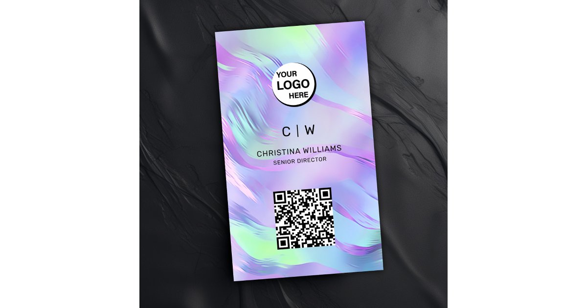 Monogram Holographic QR Code Business Card | Zazzle