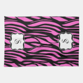 Monogram Hot Pink Zebra Print Kitchen Towel | Zazzle