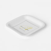 Monogram Illuminating Yellow, and Gray with White Paper Plates | Zazzle