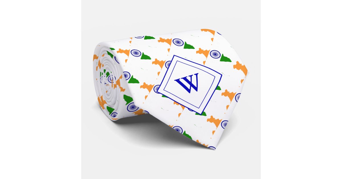 Monogram INDIAN FLAG of India Neck Tie | Zazzle