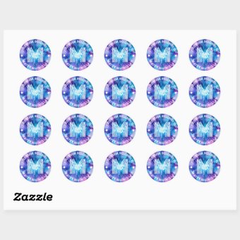 Monogram initial blue purple kids book label | Zazzle