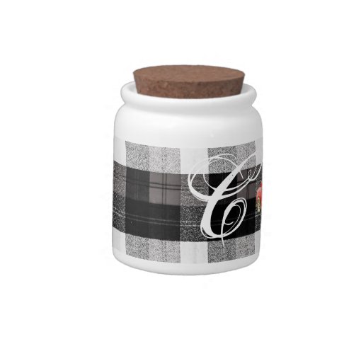 Monogram Initial Candy Jar XMAS Truck Baffalo Plai | Zazzle