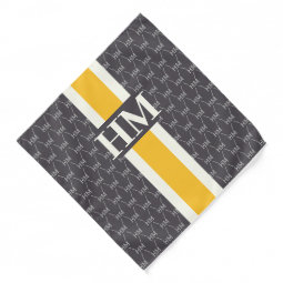 Monogram Initial Designer Pattern w/ Stripe Gray Bandana | Zazzle