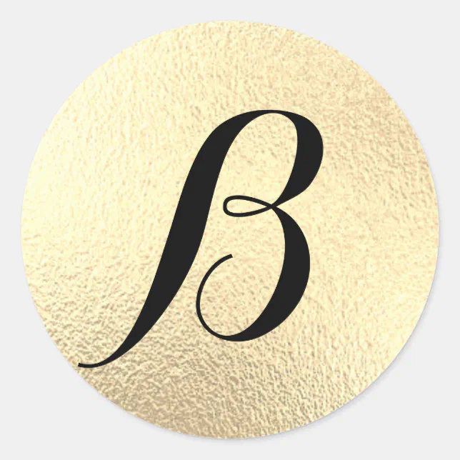 Monogram Initial Faux Gold Foil Classic Round Sticker | Zazzle