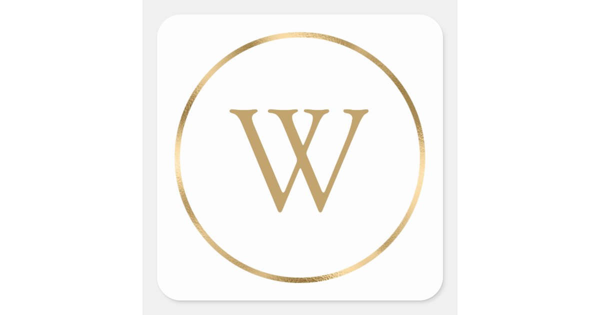 Monogram Initial Gold Modern Square Sticker | Zazzle