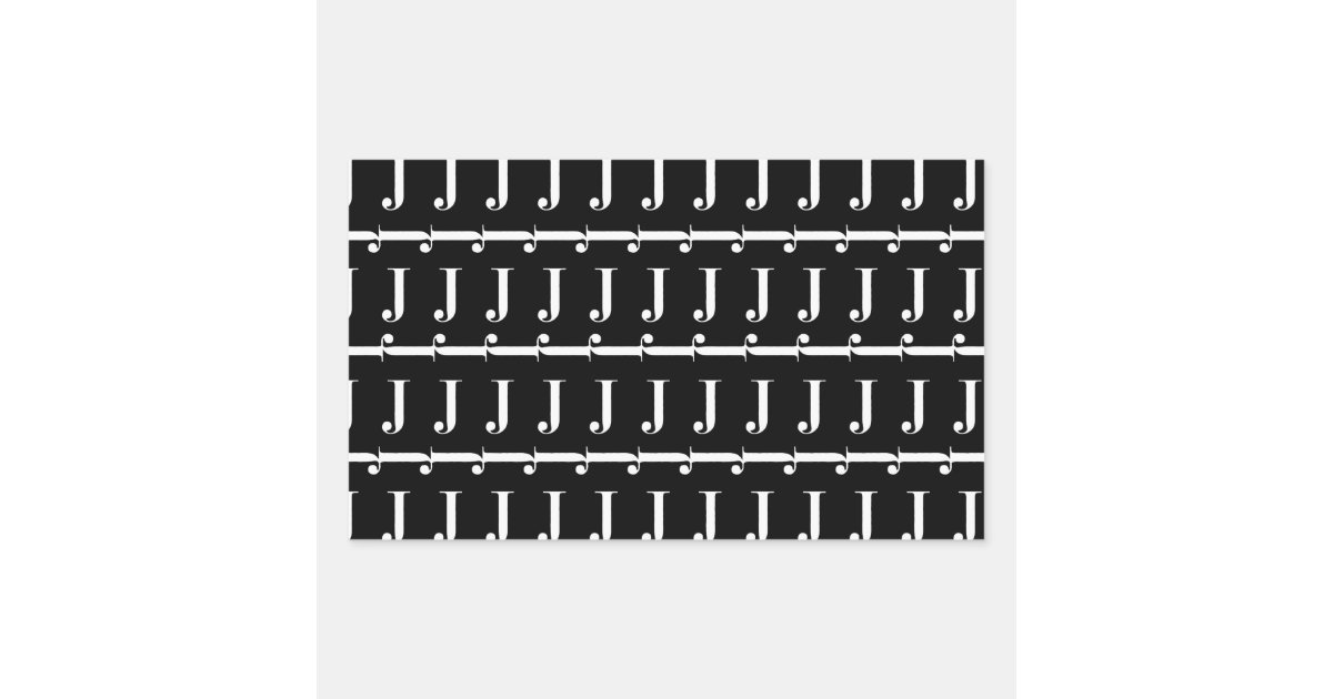 Monogram Initial Letter J Rectangular Sticker | Zazzle