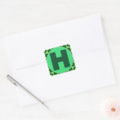 Monogram Initial name green letter alphabet h Square Sticker | Zazzle