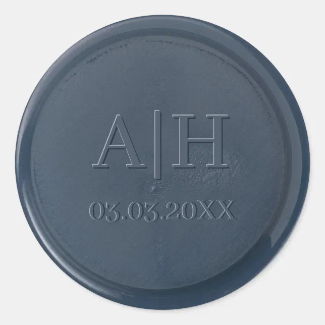 Monogram Initial Navy Blue Wax Seal Sticker | Zazzle