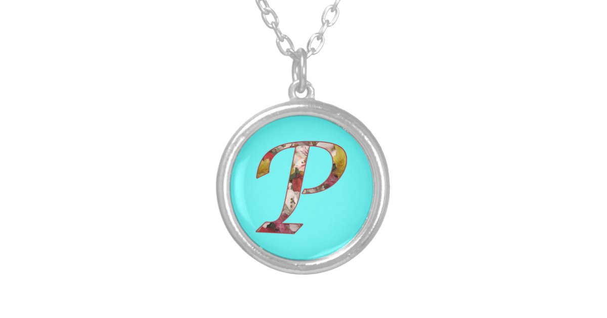 Monogram Initial P Floral Design Necklace | Zazzle