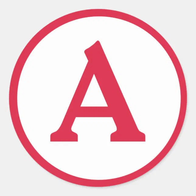 Monogram Initial Red Circle Sticker | Zazzle
