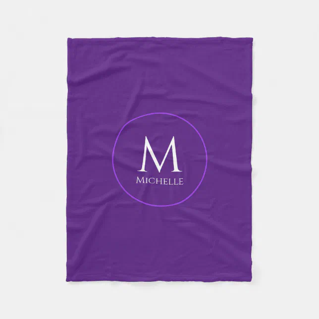 Monogram Initial Template Royal Purple Custom Fleece Blanket | Zazzle