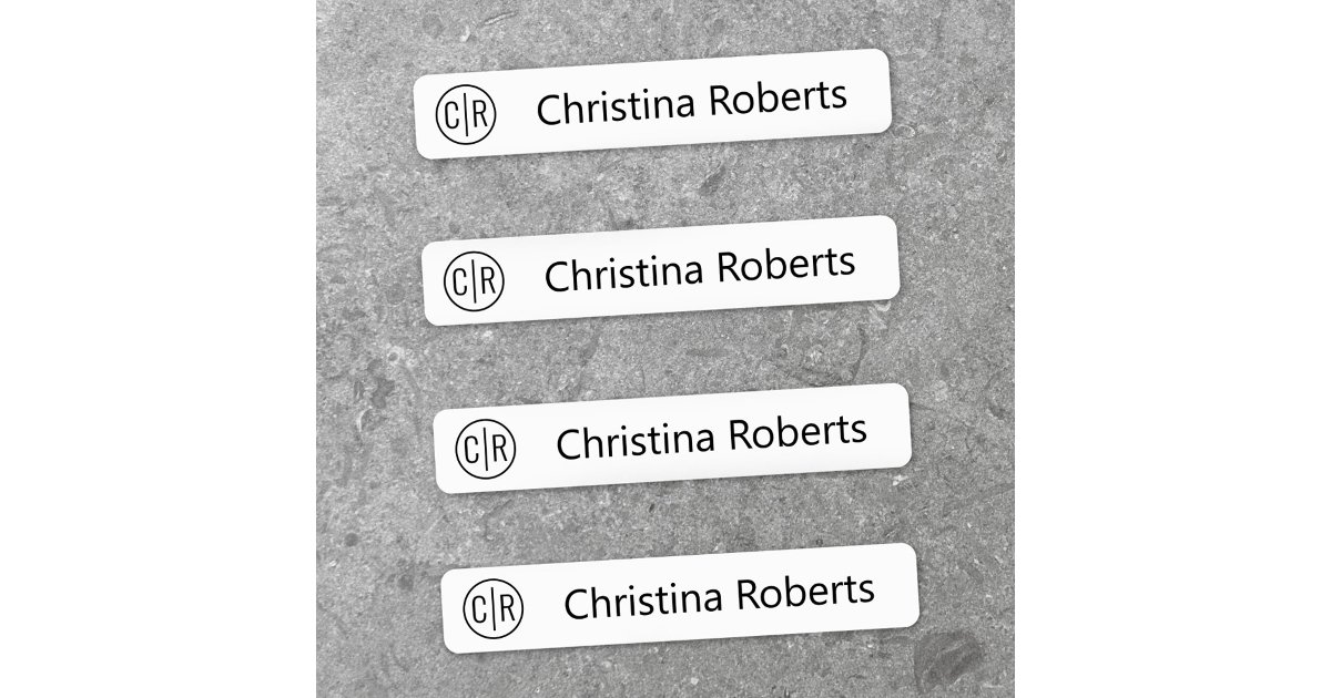 Monogram initials and text fabric clothing labels | Zazzle