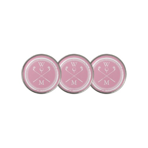 Monogram Initials Feminine Pink Golf Ball Marker | Zazzle