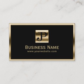 Monogram Initials "JP" Gold Framed Custom Business Card | Zazzle