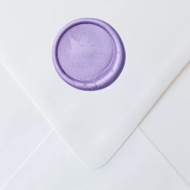 Monogram initials name simple violet wax seal stamp | Zazzle