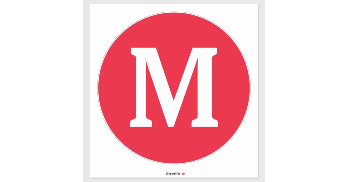Monogram Initials Red white Bold Custom Name Cool Sticker | Zazzle